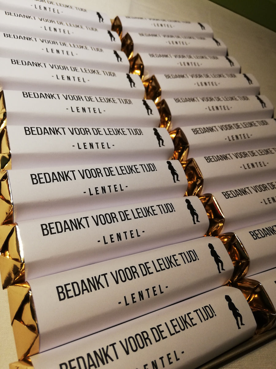 Reep chocolade met gepersonaliseerde wikkel – Chocolaterie Ledoux